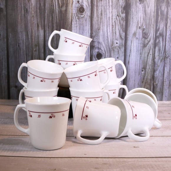 Corelle | Dining | Burgundy Corelle Mugs Sold Separately Corning White ...